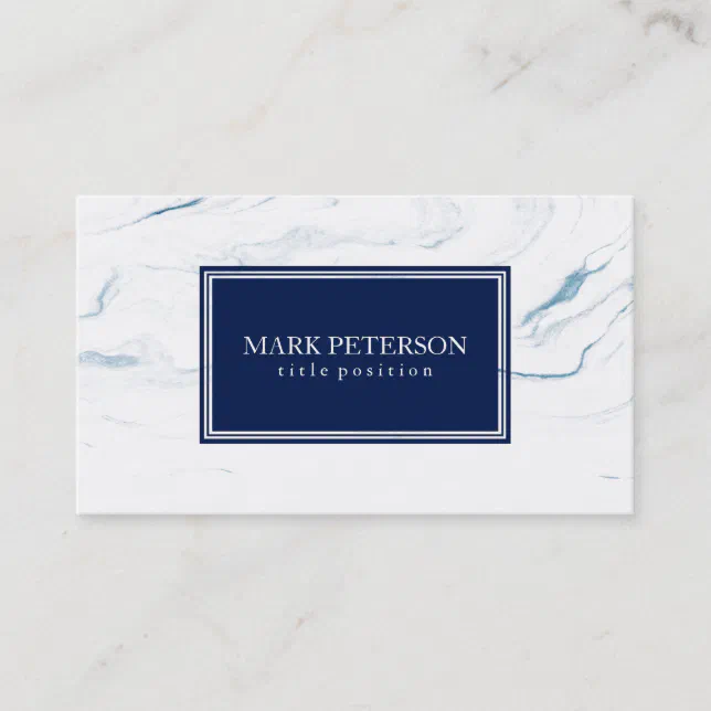 White And Blue Marble Stone Business Card | Zazzle