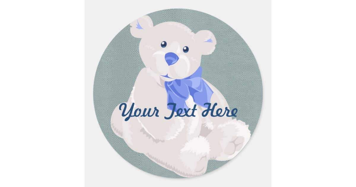White and Blue Teddy Bear Stickers | Zazzle