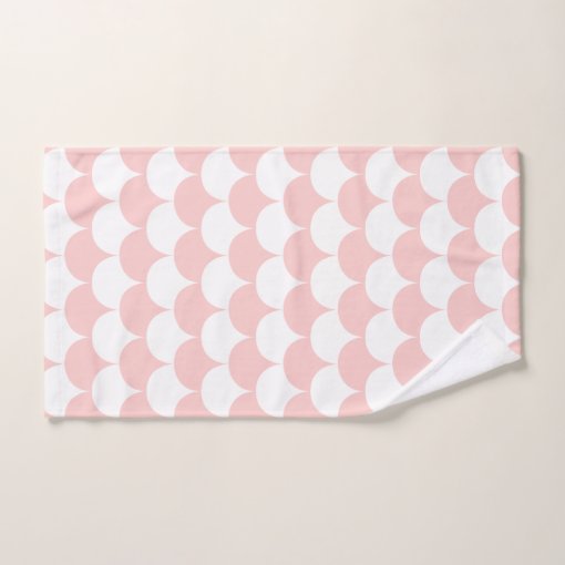 White and Blush Pink Scallop Bath Towel Set | Zazzle