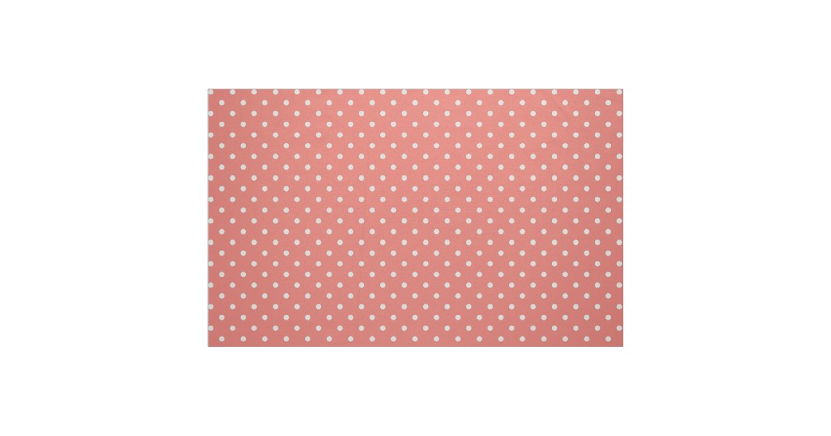 White and Coral Pink Polka Dot Pattern Fabric | Zazzle