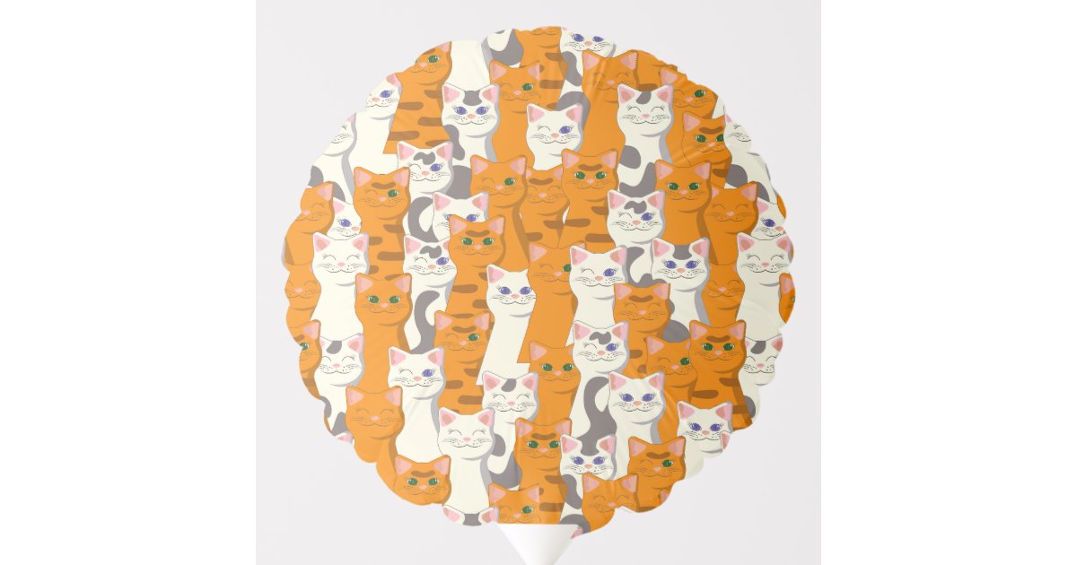 White and ginger cats pattern green eyes blue eyes balloon | Zazzle