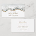 White and Gold Agate Business Card | Zazzle