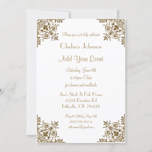 White and Gold All Occasion Party Invitation | Zazzle
