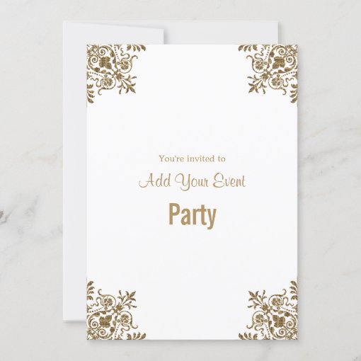 White and Gold All Occasion Party Invitation | Zazzle