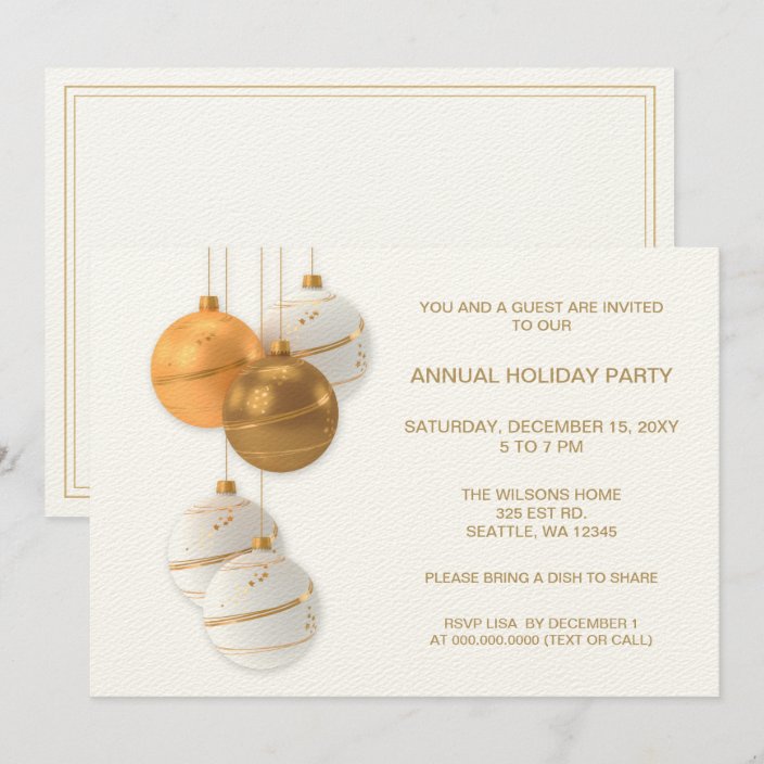 White and Gold Elegant Corporate Holiday Party Invitation | Zazzle.com