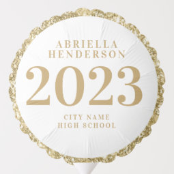 White and Gold Faux Glitter Graduation Balloon | Zazzle