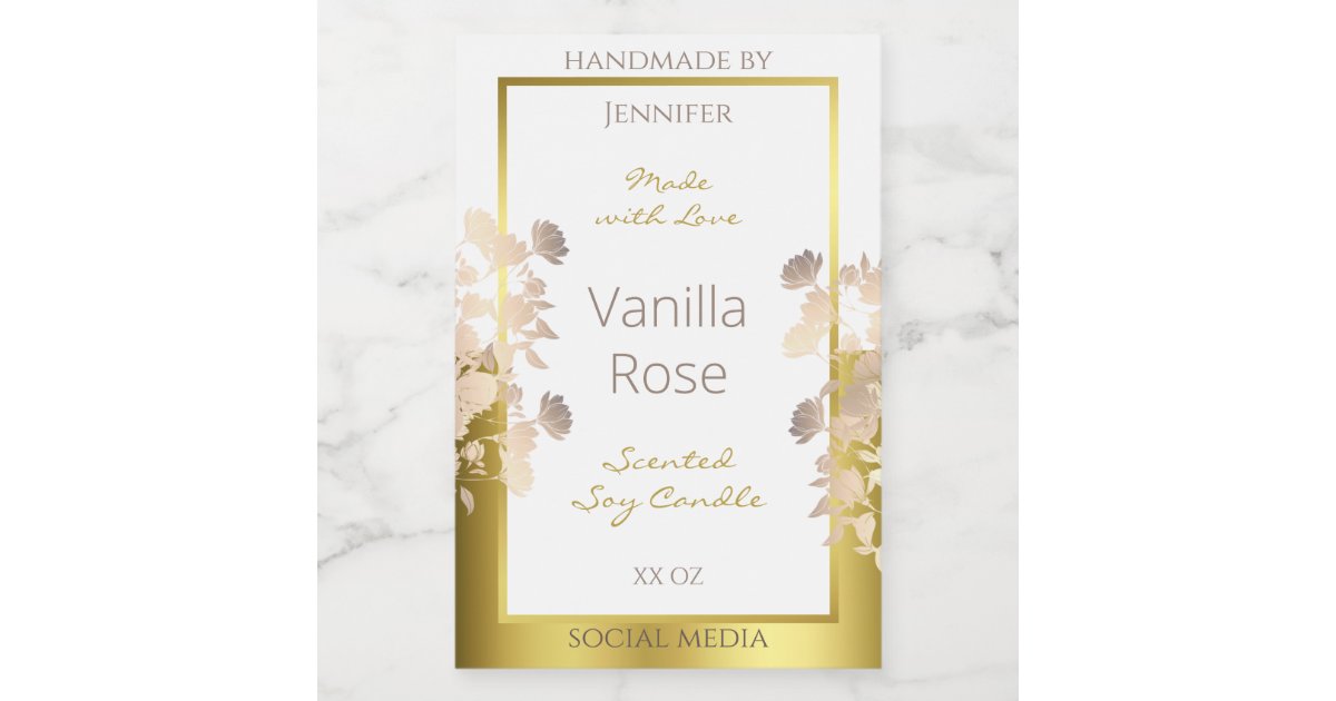 White and Gold Flowers Product Packaging Labels | Zazzle