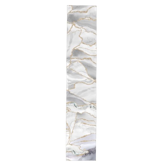 White and gold glitter agate medium table runner | Zazzle.com