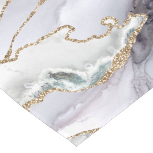 White and gold glitter agate medium table runner | Zazzle