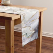 White and gold glitter agate medium table runner | Zazzle