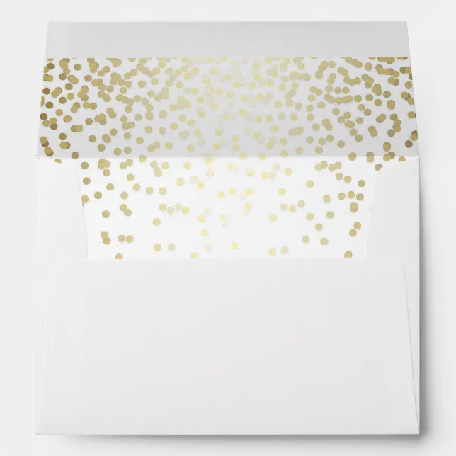 white and gold glitter confetti wedding envelope | Zazzle