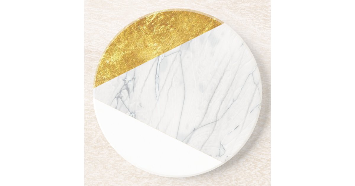 White and Gold Marble Coaster | Zazzle