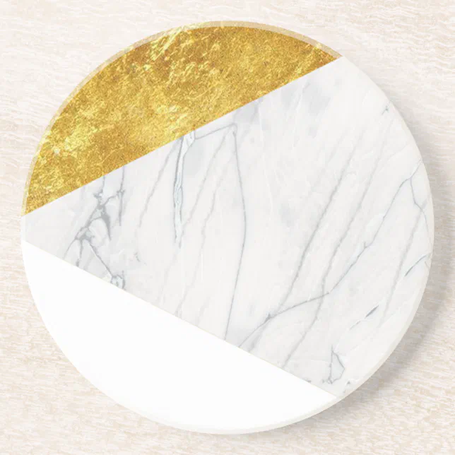 White and Gold Marble Coaster | Zazzle