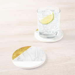 White and Gold Marble Coaster | Zazzle
