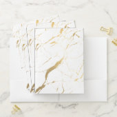 White and Gold Marble Designer Pocket Folder | Zazzle