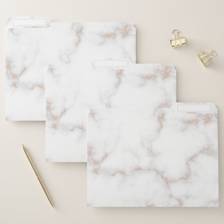 White and Gold Marble File Folder | Zazzle