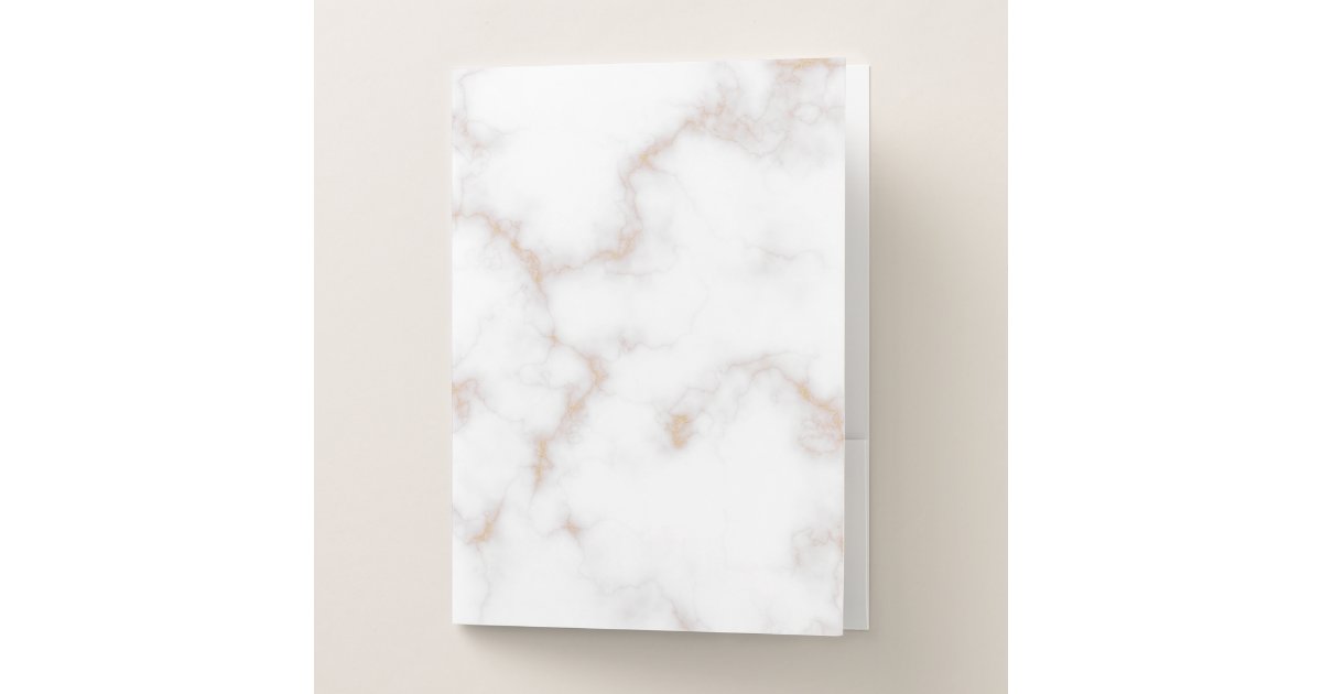 White and Gold Marble Pocket Folder | Zazzle