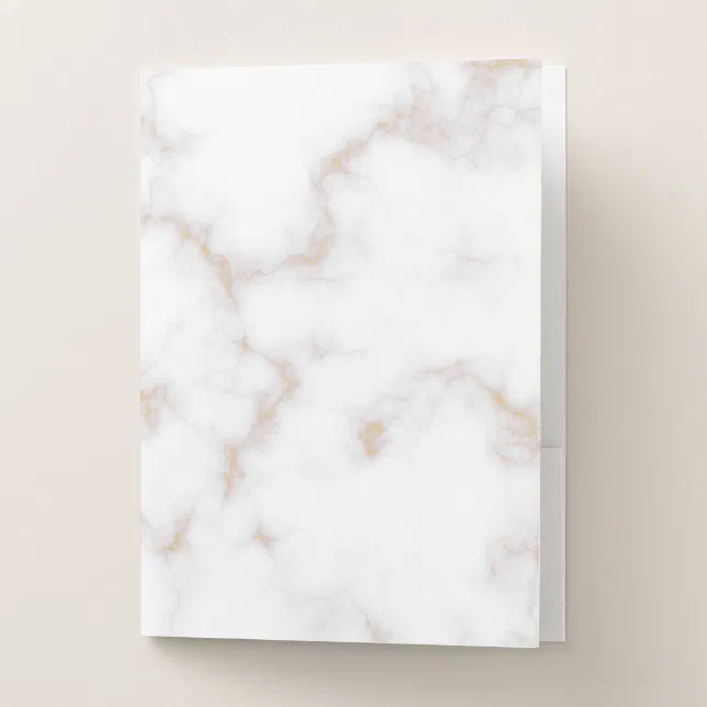 White and Gold Marble Pocket Folder | Zazzle