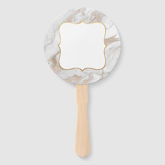 White and Gold Marbled Auction Paddle Hand Fan | Zazzle