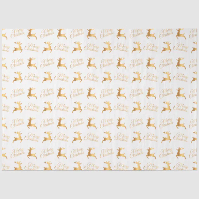 White and Gold Merry Christmas Word Art Tissue Paper | Zazzle