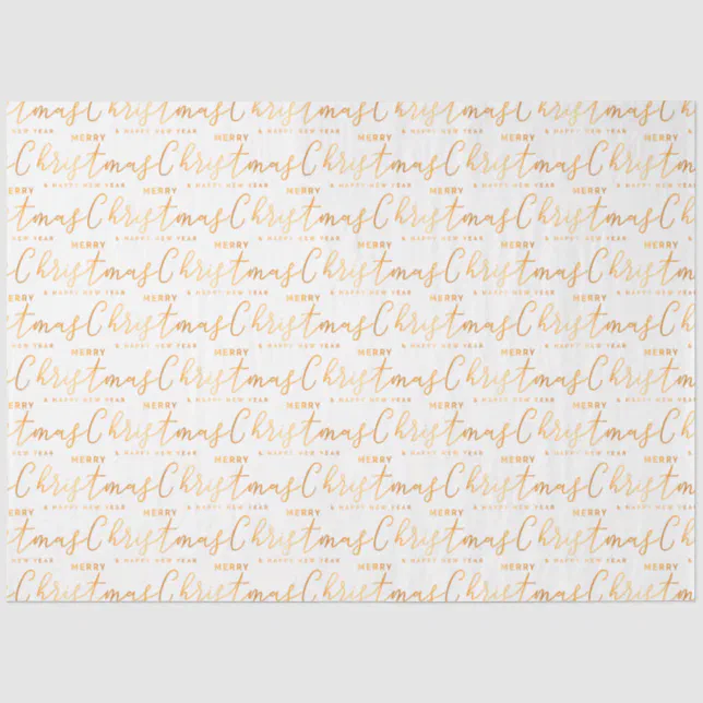 White and Gold Merry Christmas Word Art Tissue Paper | Zazzle