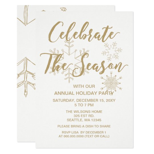 White and Gold Modern holiday Party Invitation | Zazzle.com