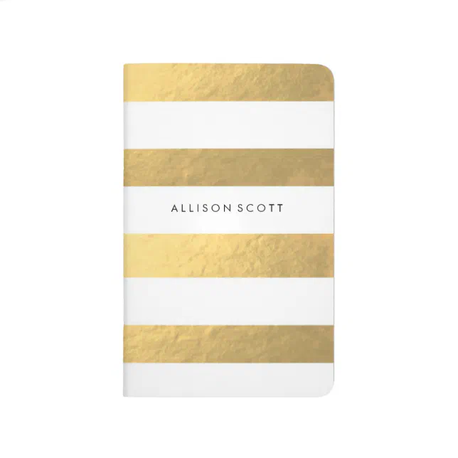 White And Gold Personalized Journal | Zazzle