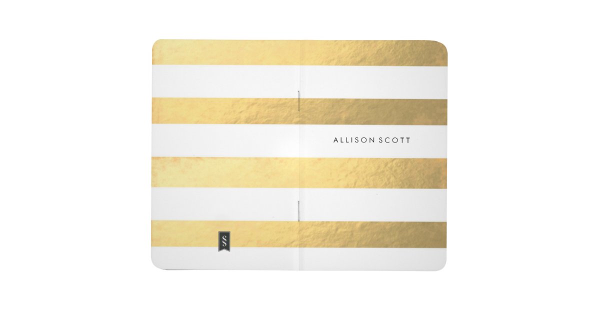 White And Gold Personalized Journal | Zazzle