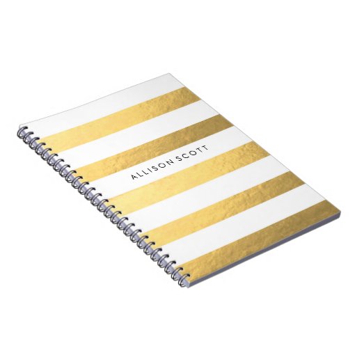 White And Gold Personalized Notebook | Zazzle