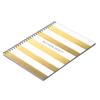 White And Gold Personalized Notebook | Zazzle