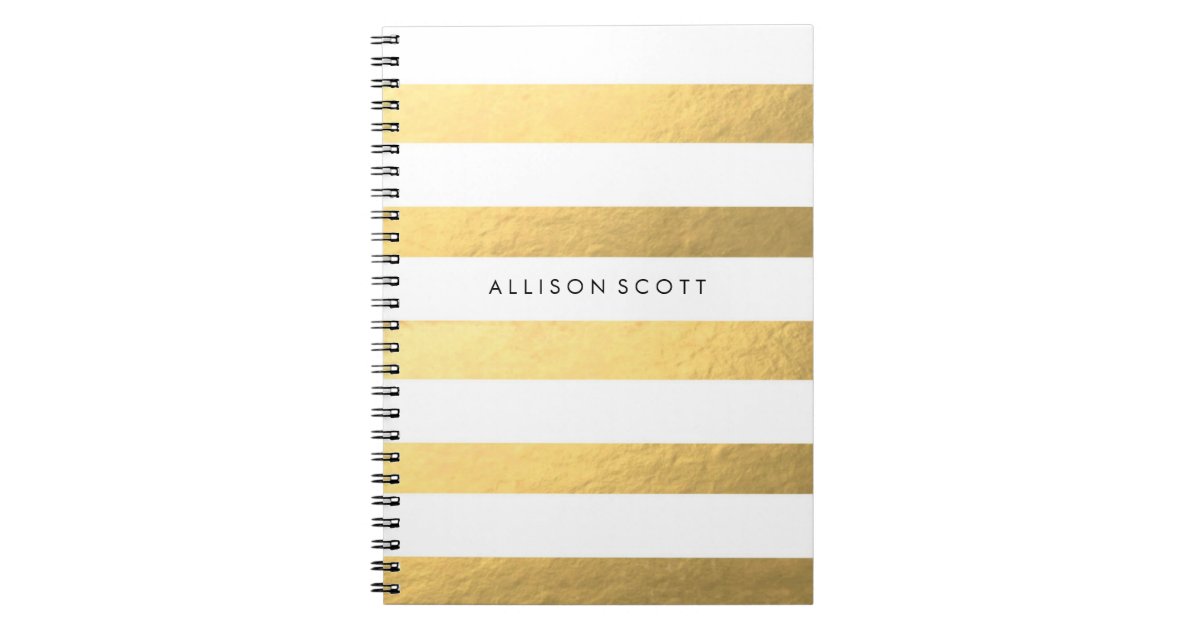 White And Gold Personalized Notebook | Zazzle