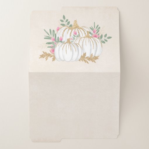 White and Gold Pumpkins Watercolor File Folder | Zazzle