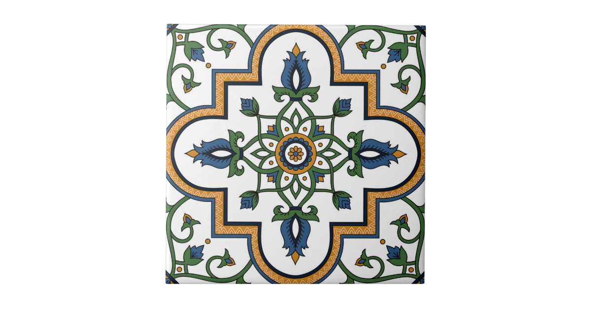 white and gold wall tiles delicate floral pattern | Zazzle