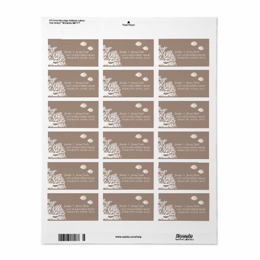 White and Ivory Beige Tropical Angelfish Label | Zazzle
