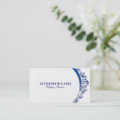 White And & Navy Blue Floral Swirl Lace Business Card | Zazzle