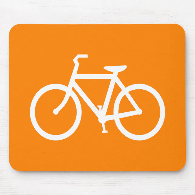 White and Orange Bike Mouse Pad | Zazzle