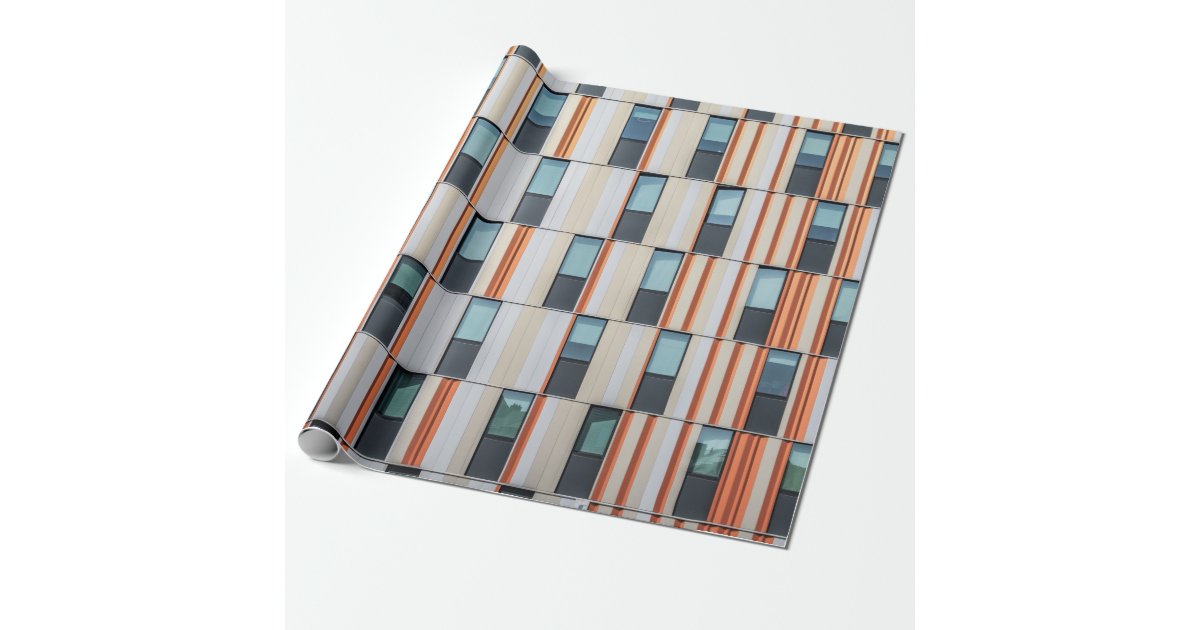 White and orange building wrapping paper | Zazzle