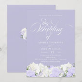 White and Periwinkle | Romantic Flower Wedding Invitation | Zazzle