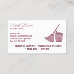 White and Pink Cleaning Maid Janitorial sparkle Business Card | Zazzle