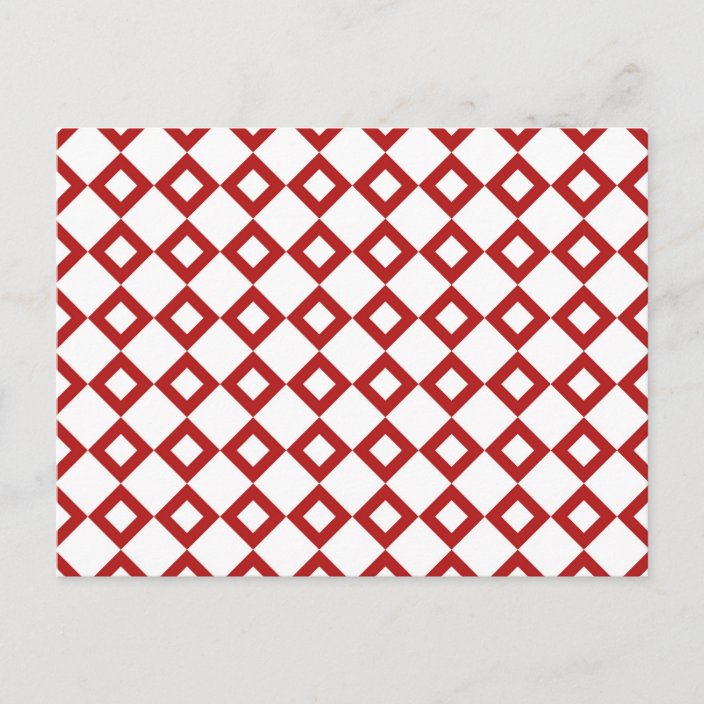 White and Red Diamond Pattern Postcard | Zazzle.com