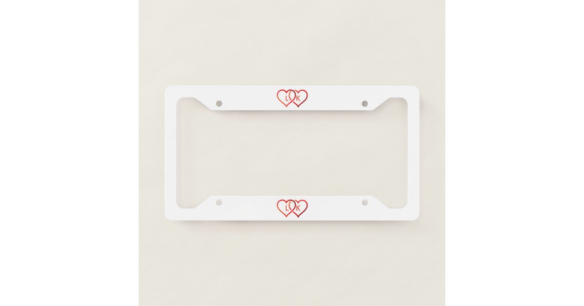 White And Red Hearts License Plate Frame | Zazzle