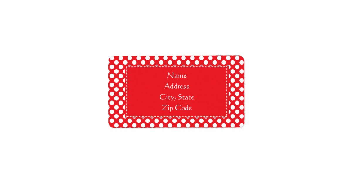 White and Red Polka Dot Label | Zazzle