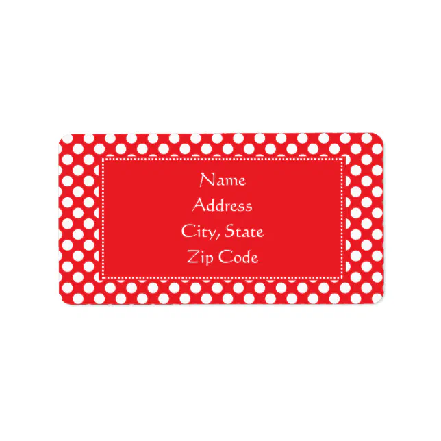 White and Red Polka Dot Label | Zazzle