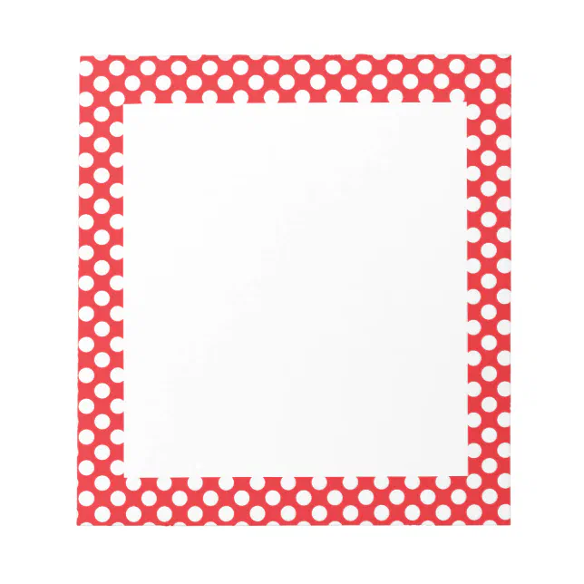 White and Red Polka Dot Notepad | Zazzle