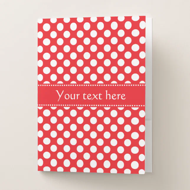 White and Red Polka Dot Pocket Folder | Zazzle