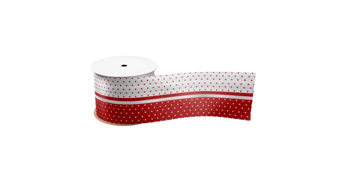 White And Red Polka Dots Satin Ribbon Zazzle