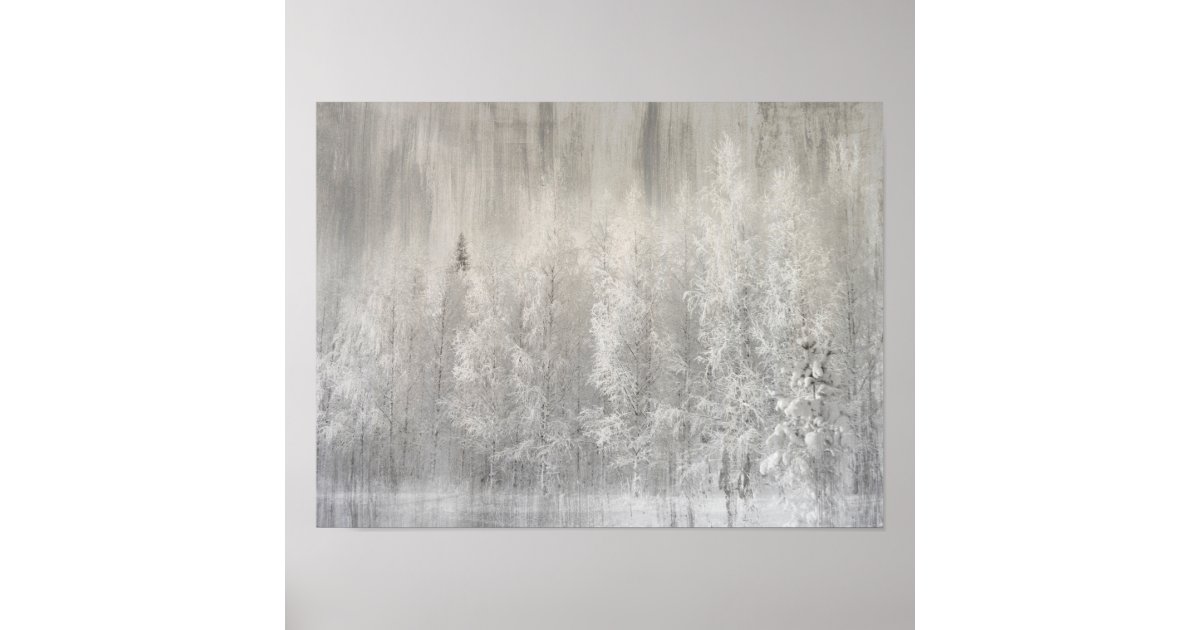 White and Silver Foil Christmas Poster | Zazzle