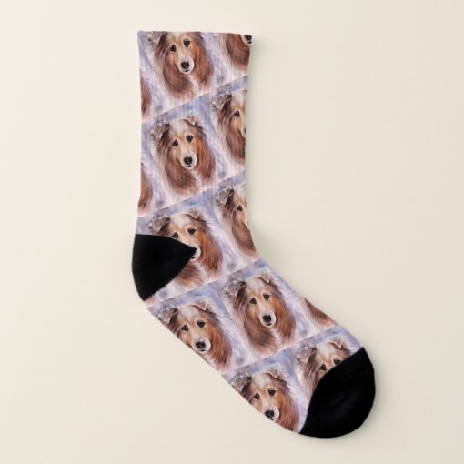 White and Tan Border Collie Socks | Zazzle