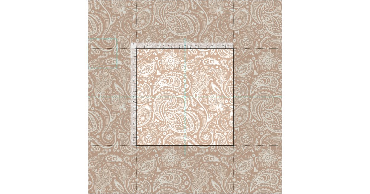 White And Tan Paisley Pattern Fabric | Zazzle