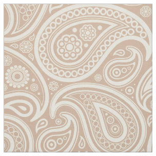 White And Tan Paisley Pattern Fabric | Zazzle